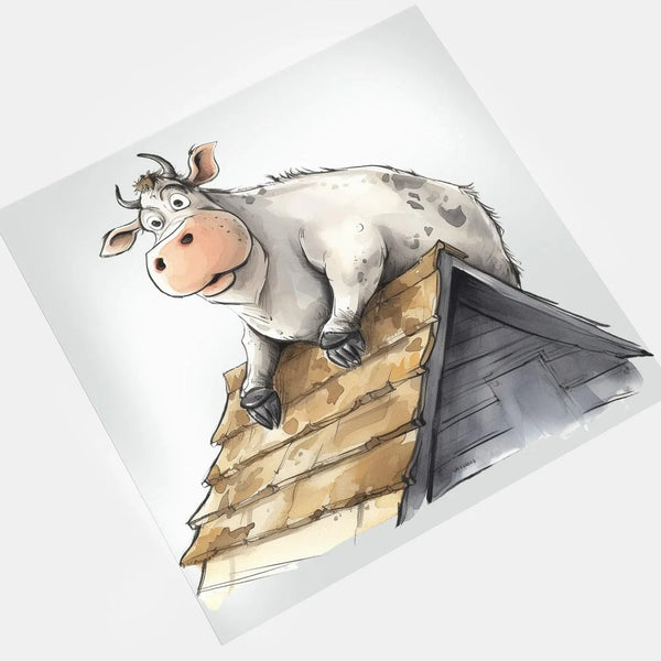 Cow Lovers: Silly Cow On A Roof DTF Transfer - Direct-to-Film: Add ...