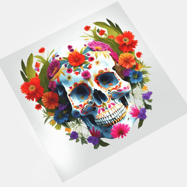 Dia de los Muertos: Sugar Skull - DTF Transfer - Direct-to-Film: Festive Calavera. – Mugsie