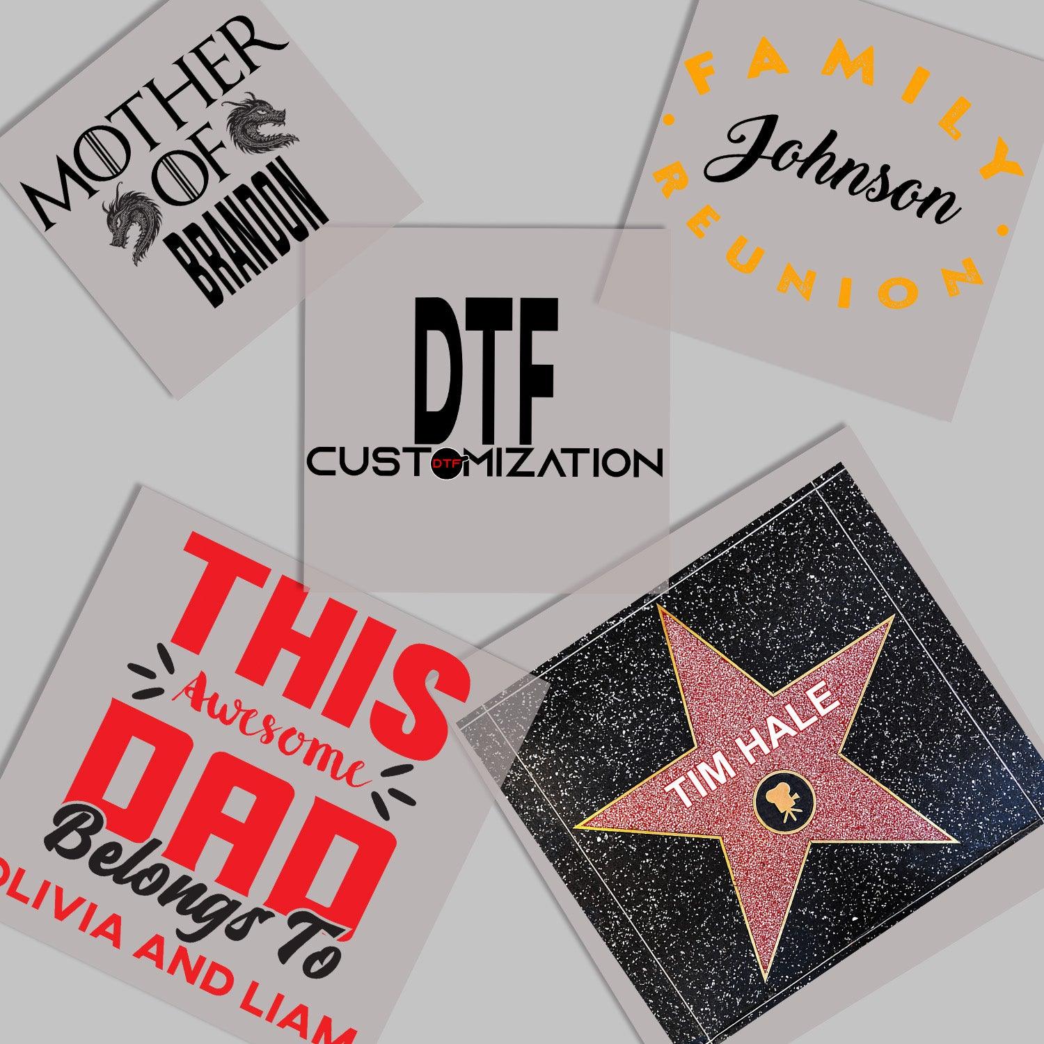 Custom Ready-to-Press DTF Transfer Designs Collection for T-Shirts ...