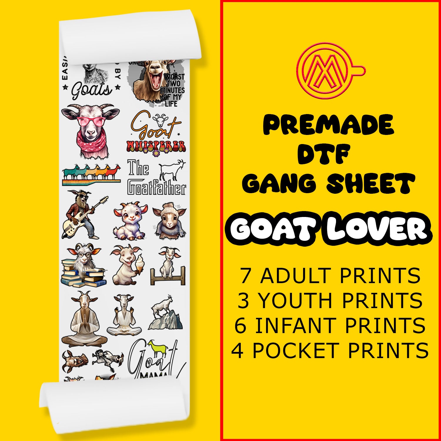 Goat Lovers Direct-to-Film (DTF) Transfer Gang Sheets - Express Your ...