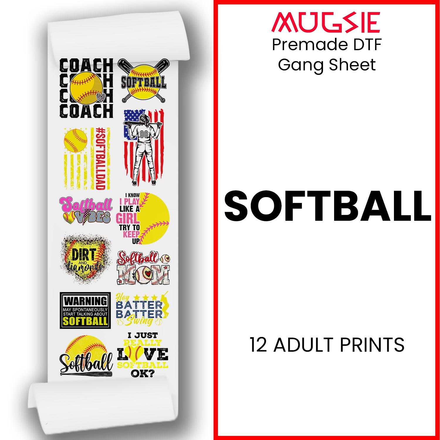 Show Your Love for the Game with Softball DTF Transfer Gang Sheets - Mugsie