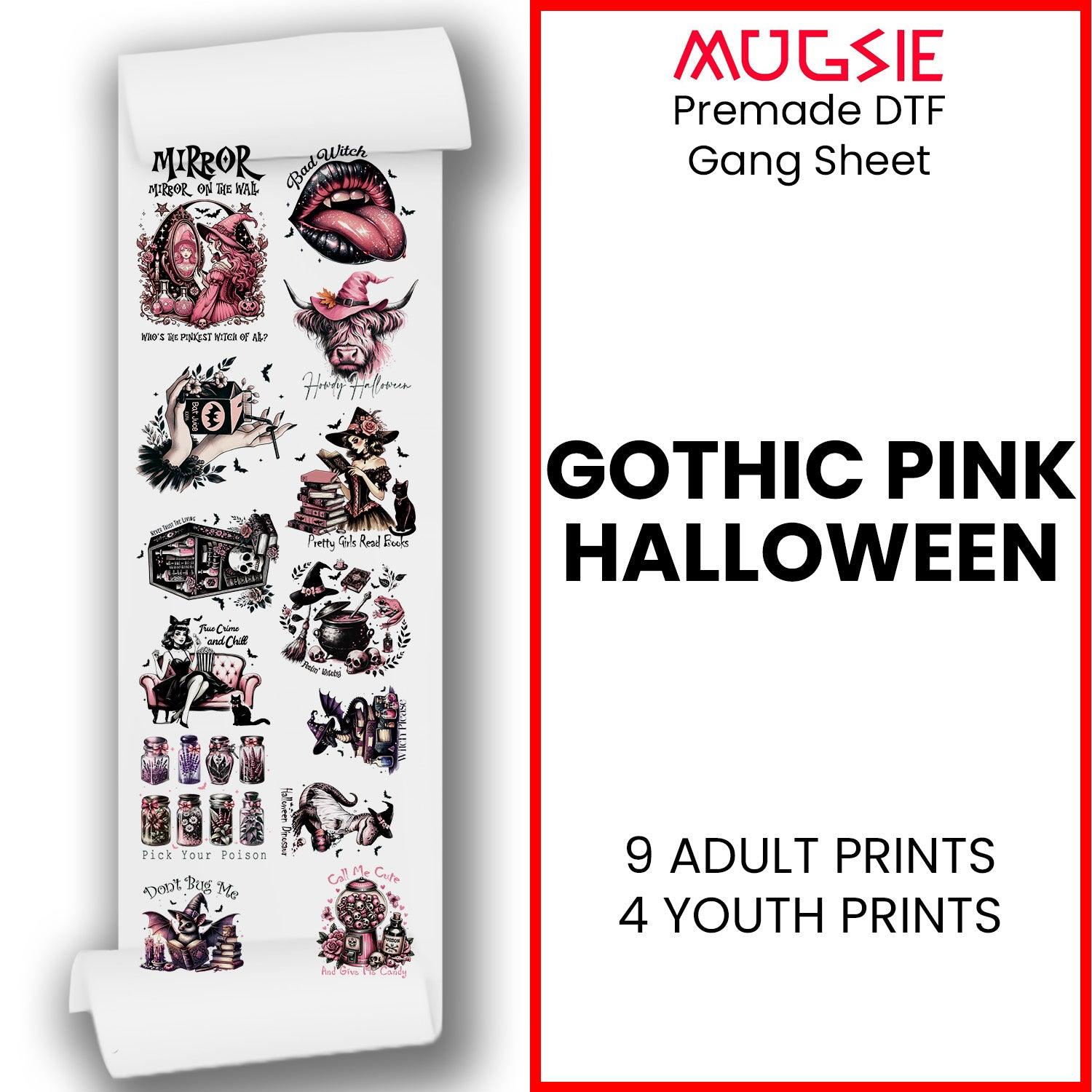 Embrace Edgy Elegance with Gothic Pink Halloween DTF Transfer Gang ...