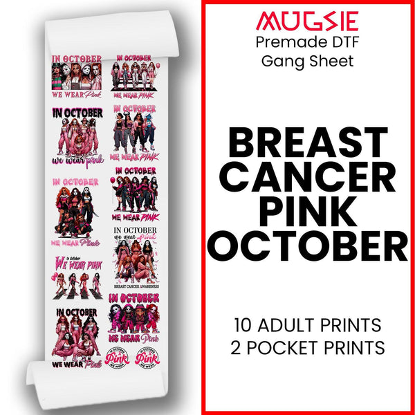 Pink October Halloween Breast Cancer DTF Transfer | 22x60 Gang Sheets ...