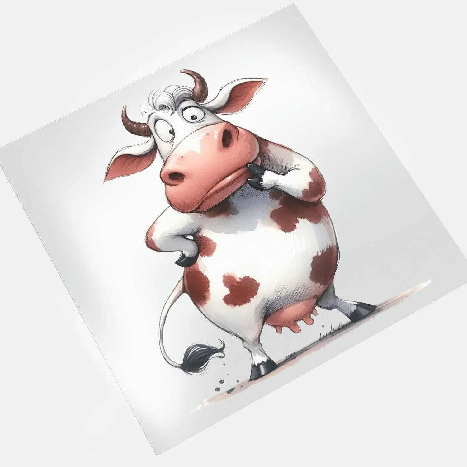 Cute Farm Animals: Pondering Cow DTF Transfer - Direct-to-Film: Add ...