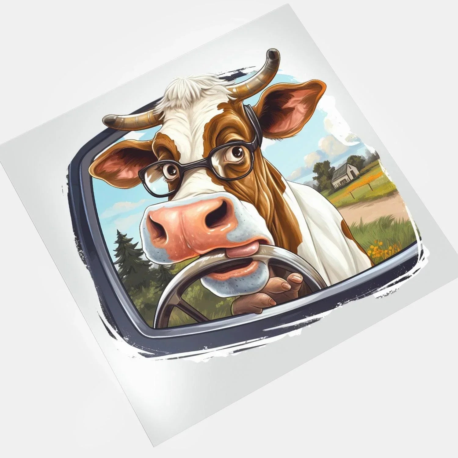 Cow Lovers: Driving Cow DTF Transfer - Direct-to-Film: Add Whimsical ...