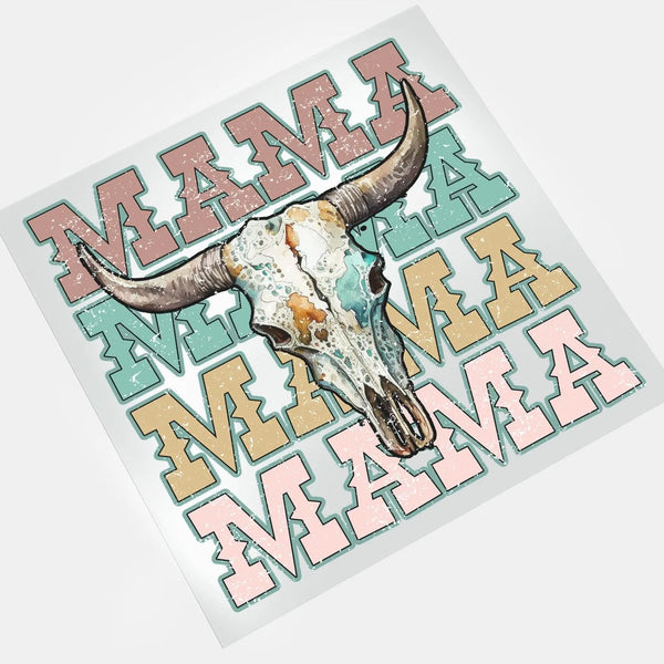 Cow Mama: Mama | Bull Skull DTF Transfer - Direct-to-Film: Boho Mama ...