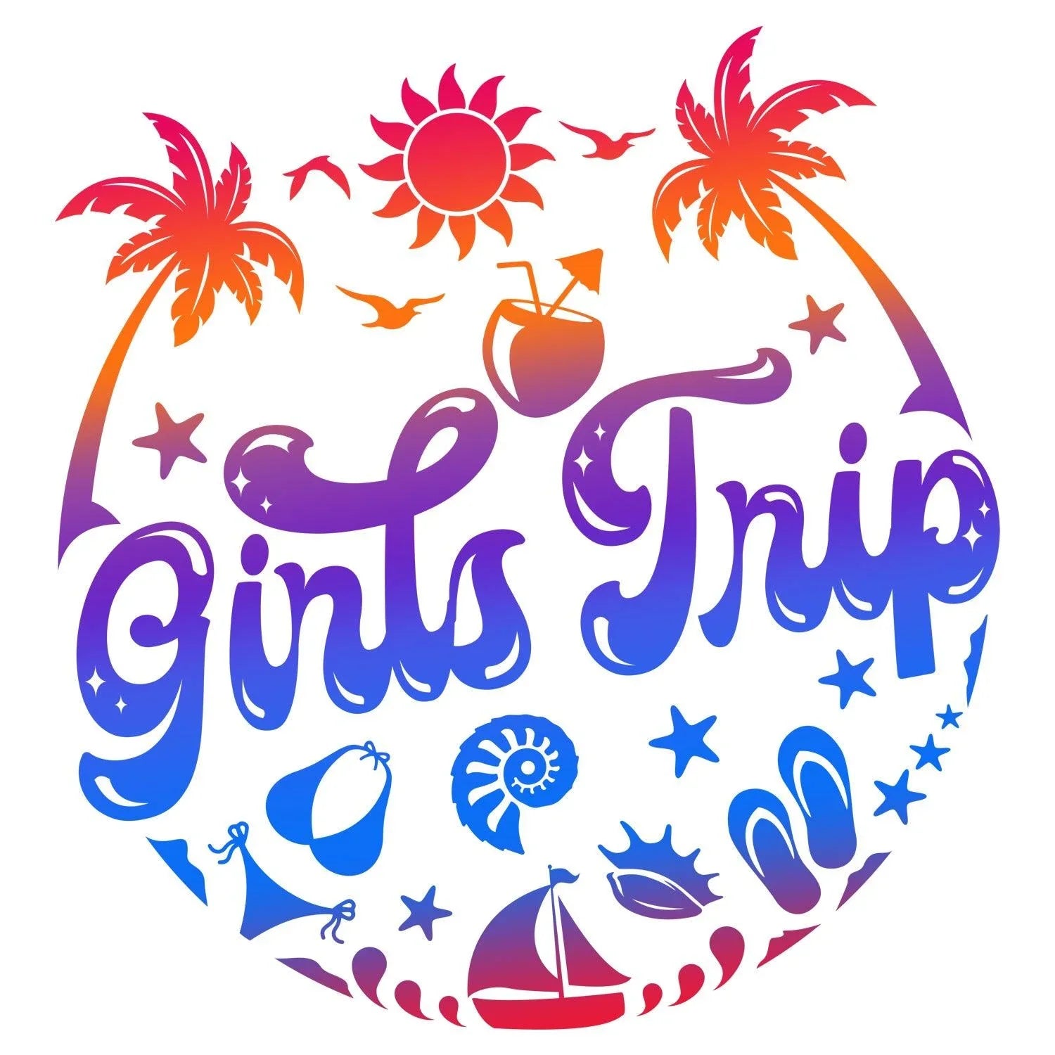 Girls Trip: Tropical Beach Girls Trip - DTF Transfer - Direct-to-Film ...