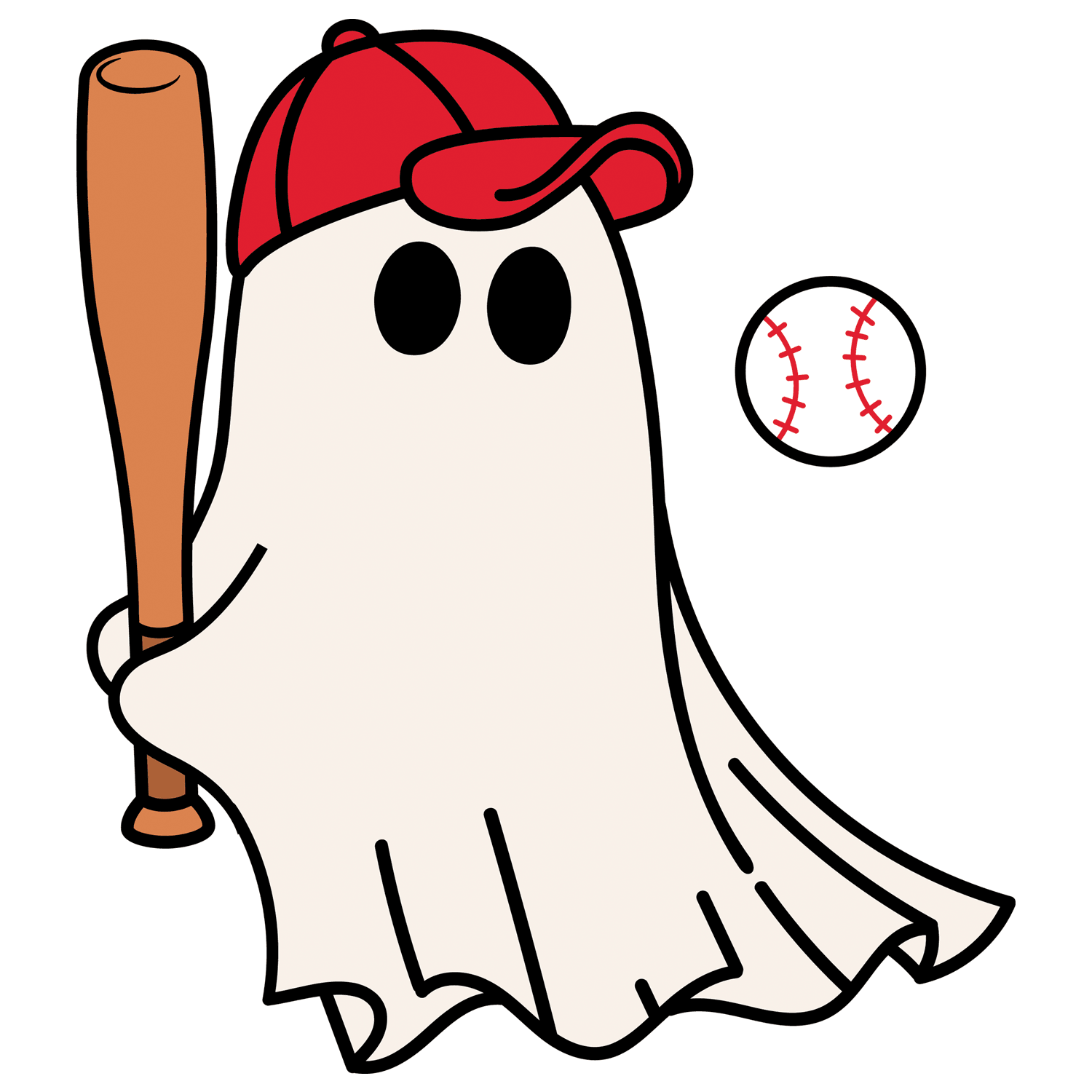 Halloween Sport Cute Ghost: Baseball Ghost 2 - DTF Transfer - Direct-t ...