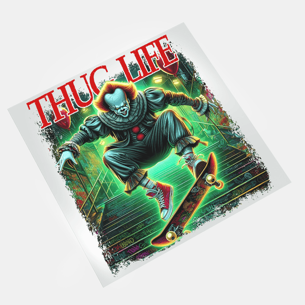 Halloween Neon Horror Movie - Thug Life - Pennywise - DTF Transfer - D ...