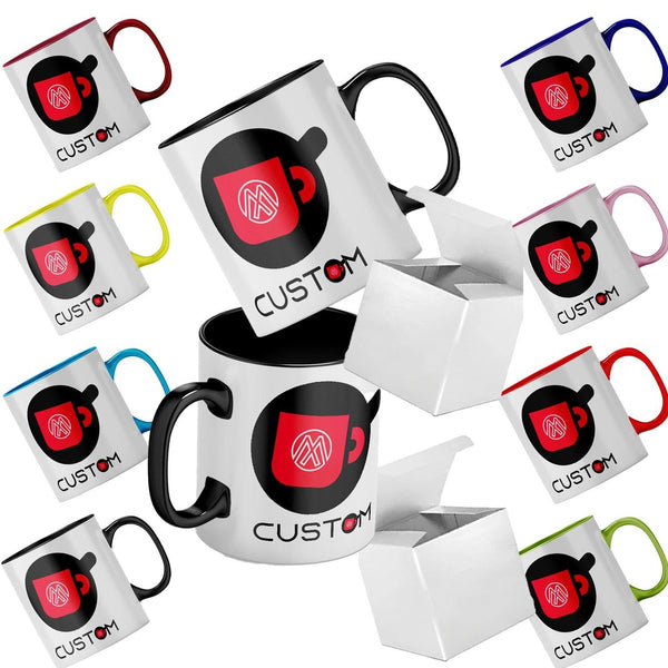 Personalized Inner Handle Ceramic Coffee Mug - 11oz Custom Mugs with G ...