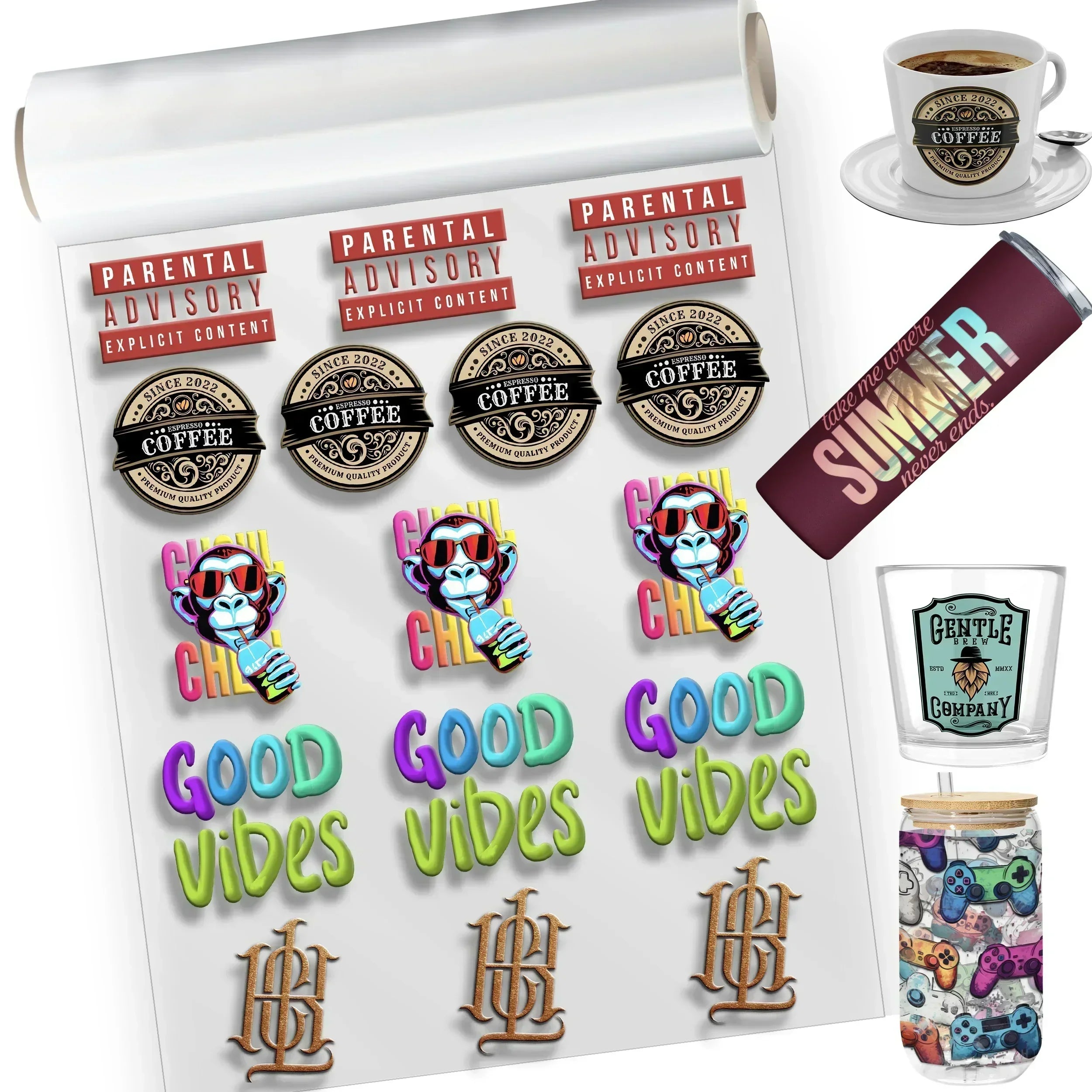 Custom UV DTF Sticker Gang Sheets | Waterproof Permanent Decals – Mugsie