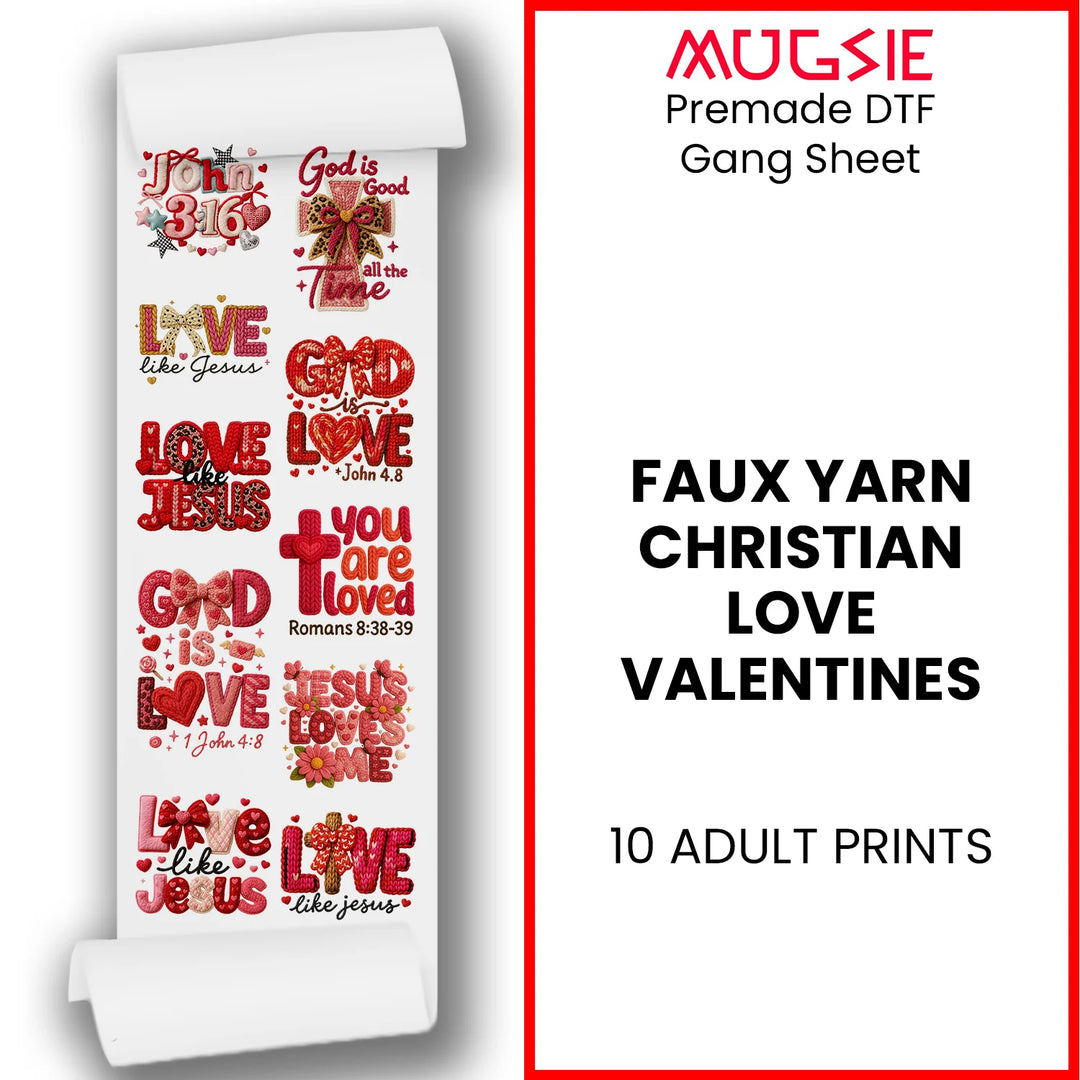 Valentine's Christian Love DTF Transfers Gang Sheet Ready – Mugsie