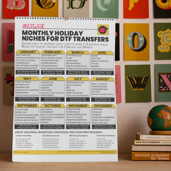 Monthly Holiday Niche Calendar for DTF Printing | Year-Round Design ...
