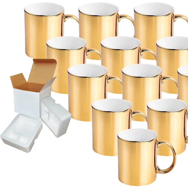 Get Creative with 12-Pack Metallic Gold Sublimation Coated Ceramic Mugs ...