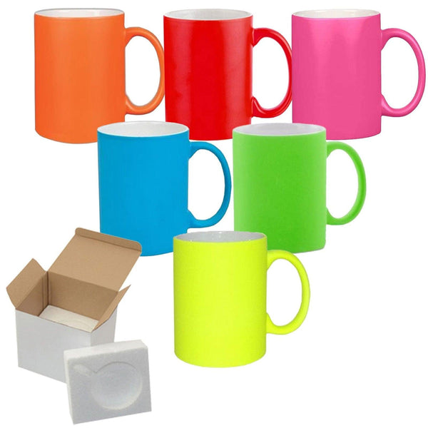 6-Pack Mixed Fluorescent Neon Sublimation Mugs | 15oz Capacity | Foam ...