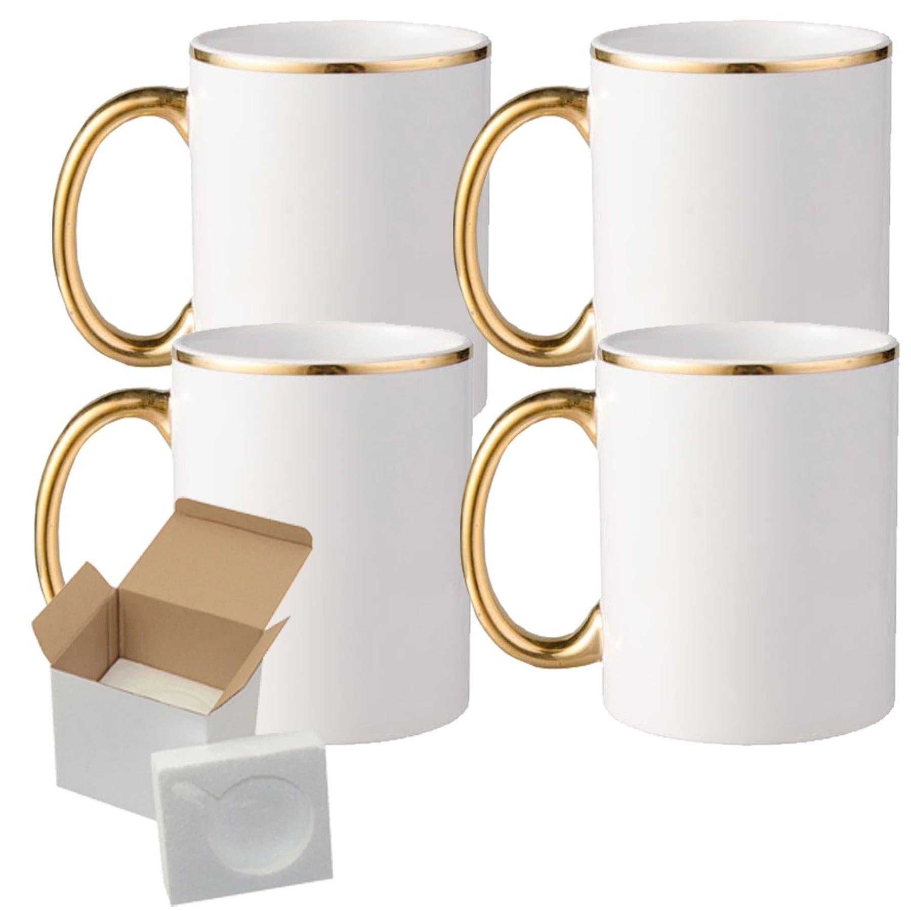 Shop Now: Premium Gold Rim Handle Sublimation Mugs - 4 Pack (15oz ...